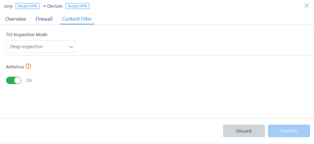 Configure VPN-to-VPN Links with content filter | Enterprise Connect